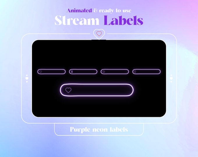 Neon Purple Label Bar for Twitch / Animated Simple Aesthetic Overlay ...