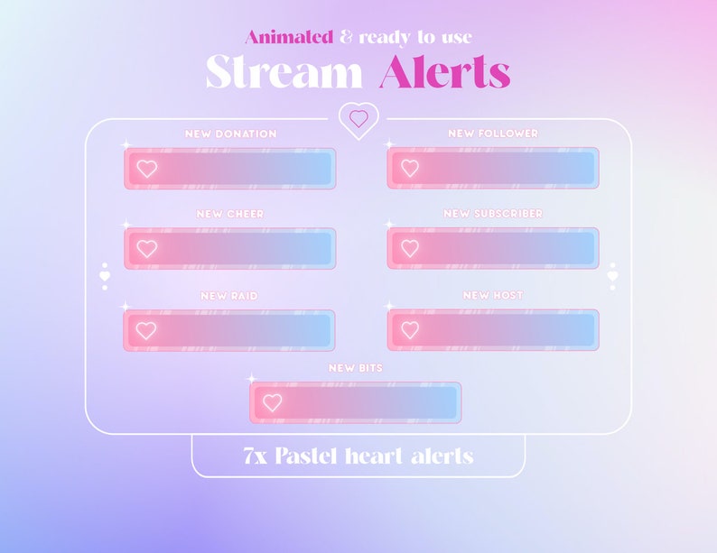 Animated Pastel Heart Stream Alerts: Twitch Subscriber Pack - Etsy