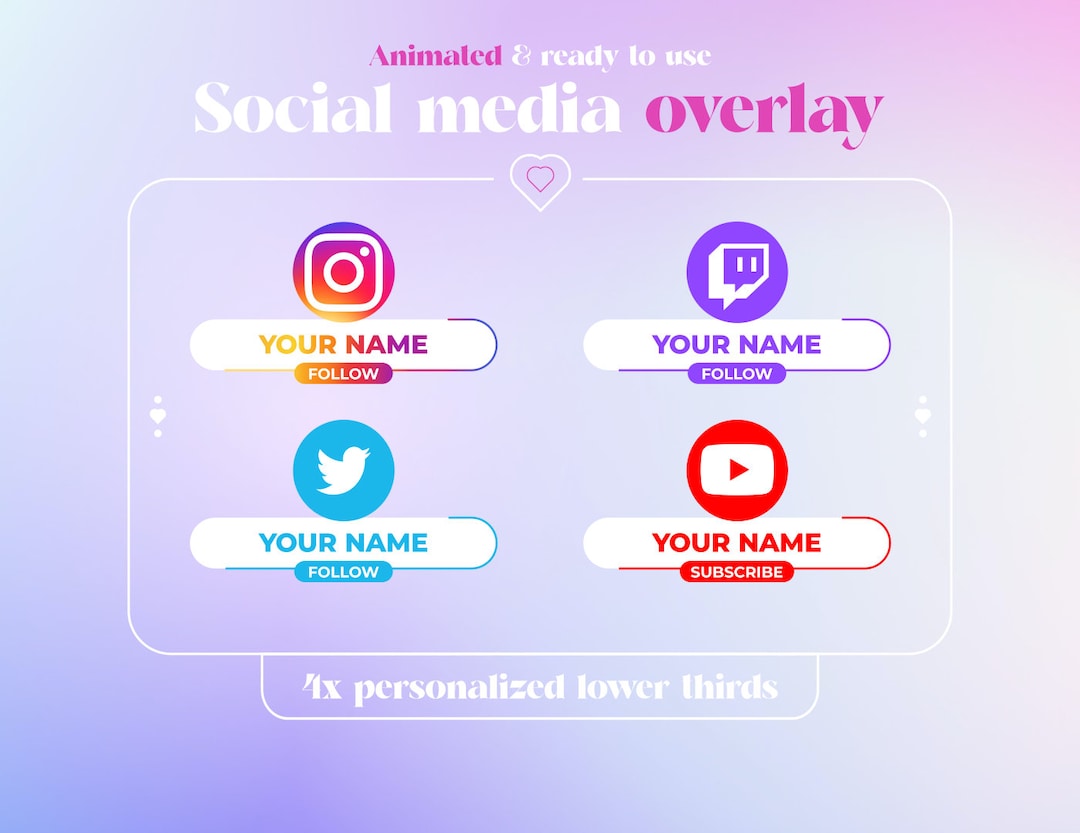 Animated Custom Lower Third: Social Media Stream Overlay - Etsy