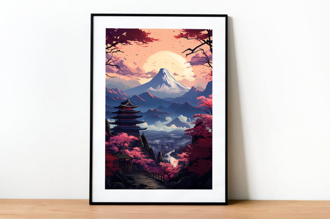 Lofi Mountain Vista Poster, Anime Lofi Poster, Lofi Prints, Tokyo ...