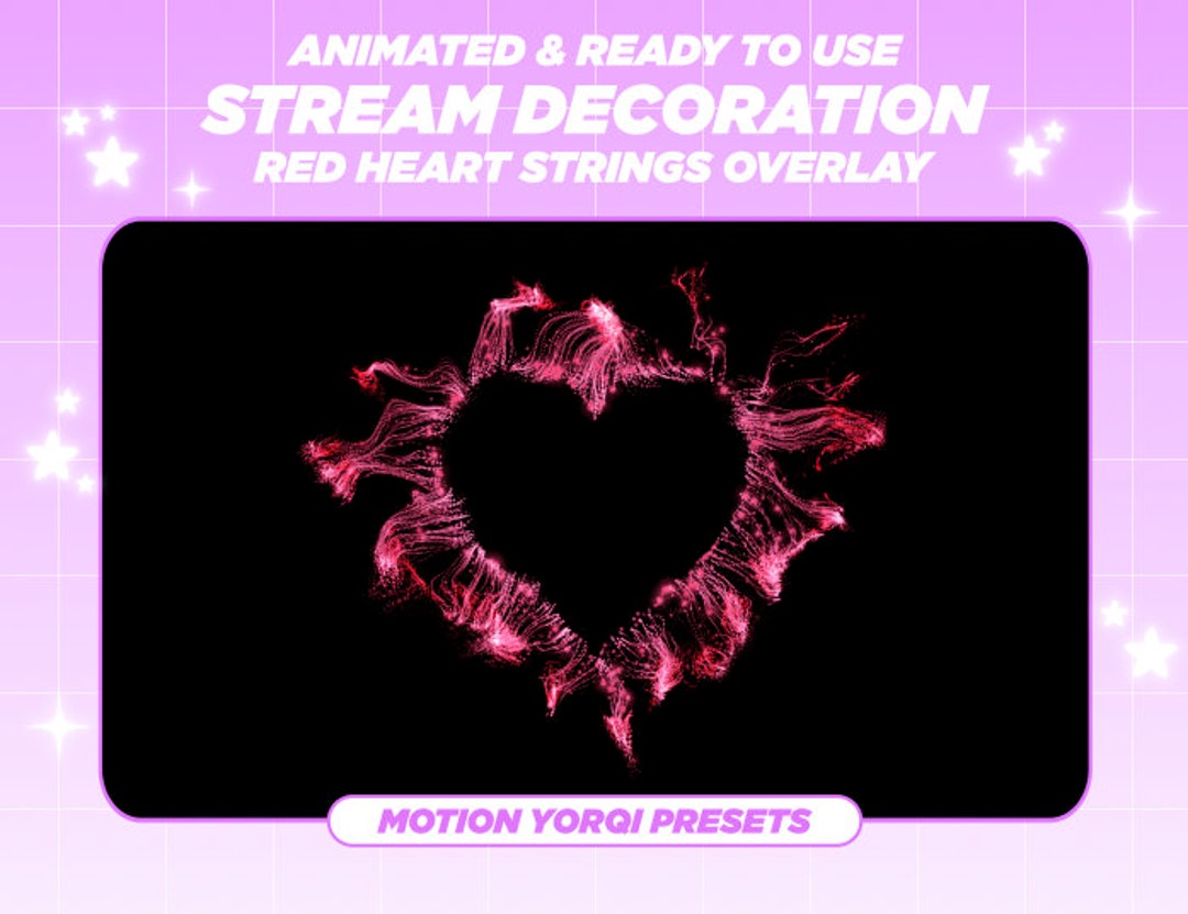 Animated Twitch Stream Heart Strings Particle Overlay, Kawaii, Vtuber, Twitch Add-on, Stream ...