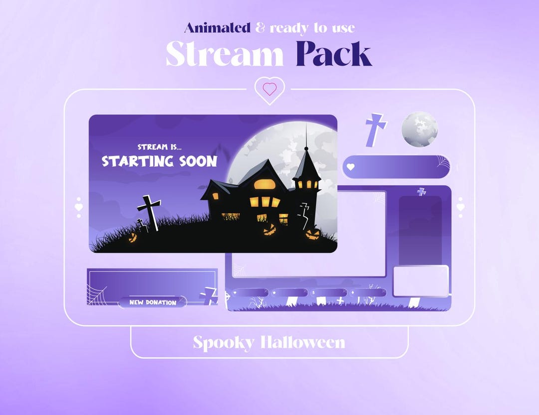 Spooky Halloween Animated Stream Pack: Twitch Overlays, Alerts, Scenes ...
