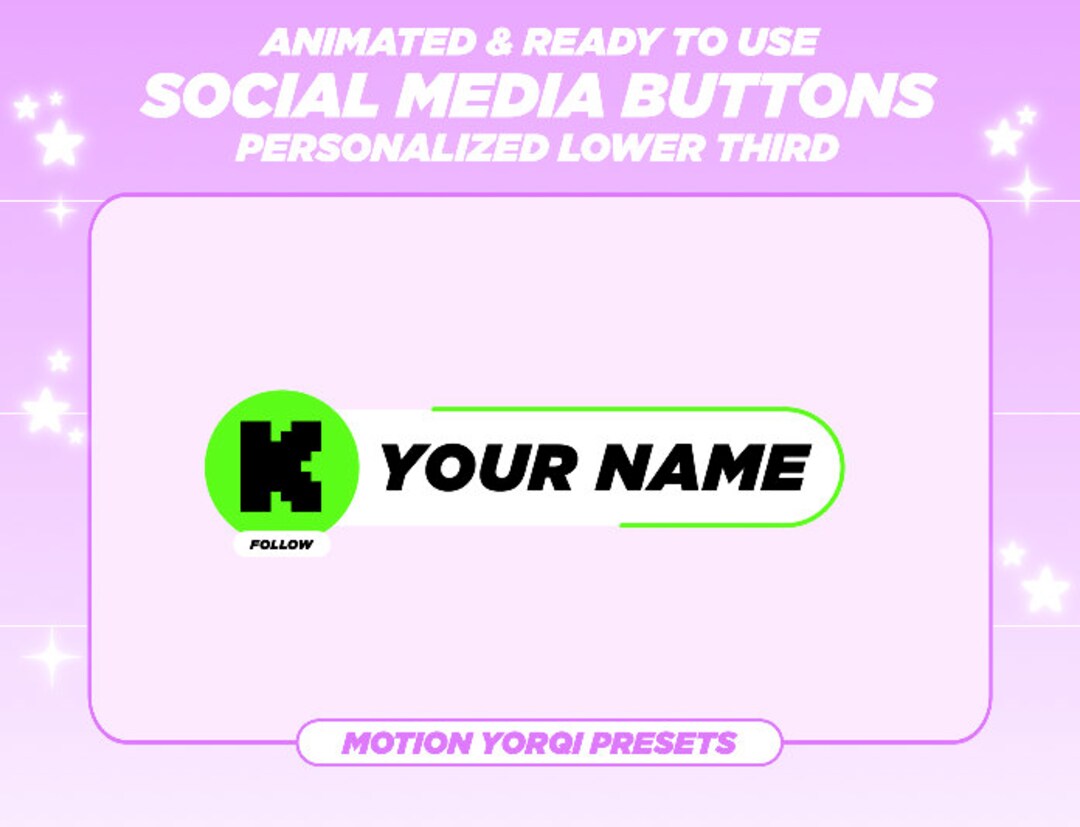 Animated Custom Lower Third Social Media Button Name for Kick Name Overlay for Streaming ...
