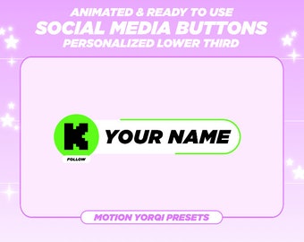 Animated Custom Lower Third Social Media Button Name for Twitch Name Overlay for Streaming ...