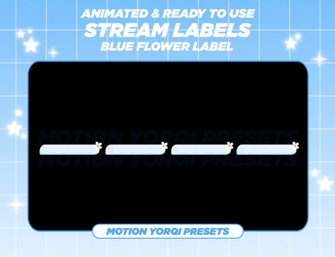 Animated Twitch Blue Flower Label Bar Stream Overlay, Blue Flower ...