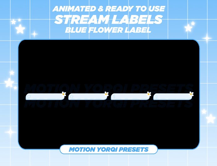 Animated Twitch Blue Flower Label Bar Stream Overlay, Blue Flower ...