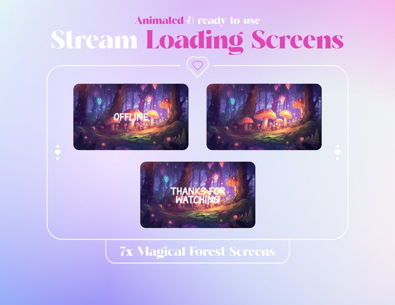 Animated Lofi Magical Forest Overlay Pack / Twitch / Loading Screens / Lofi / Starting Soon ...