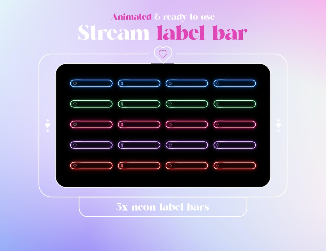Animated Twitch Neon Label Bar Pack / Stream Overlay / Neon Glow ...