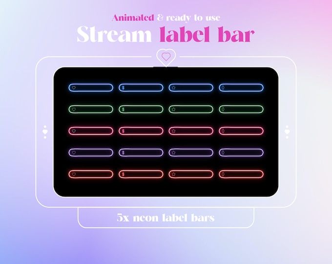 Neon Purple Label Bar for Twitch / Animated Simple Aesthetic Overlay ...