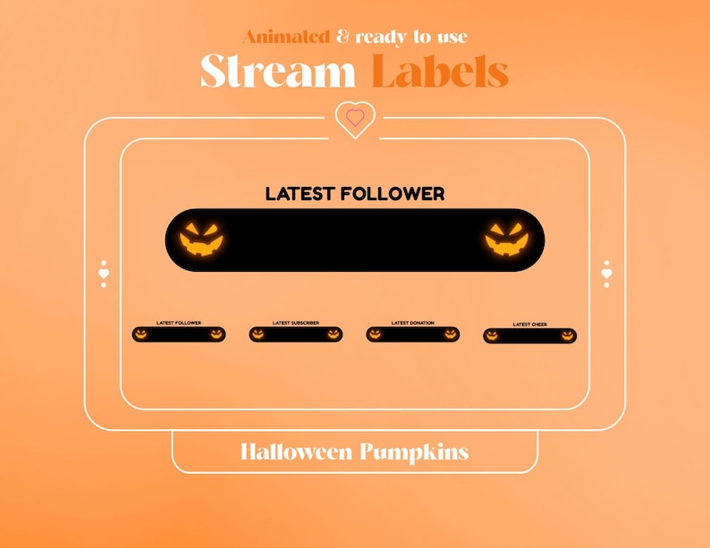 Animated Halloween Pumpkin Twitch Stream Overlay Label Bar - Etsy