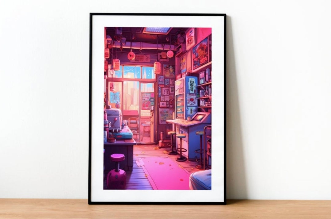 Japan Shop Print Illustration, Anime Shop Print, Japan Poster, Anime ...