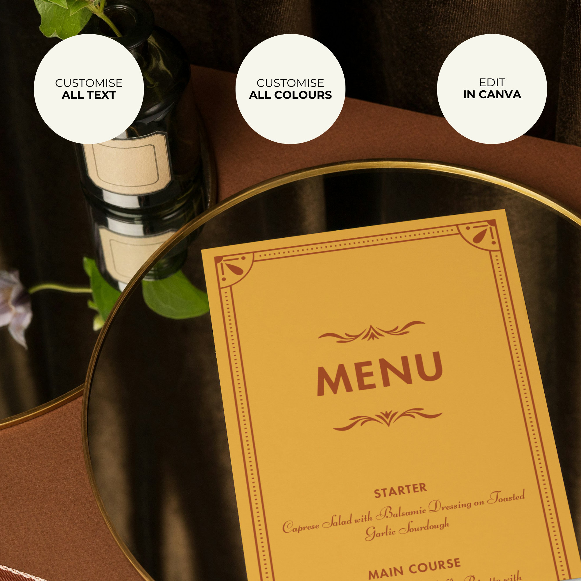 Wes Anderson Inspired Wedding Menu - Digital Editable Canva Template ...