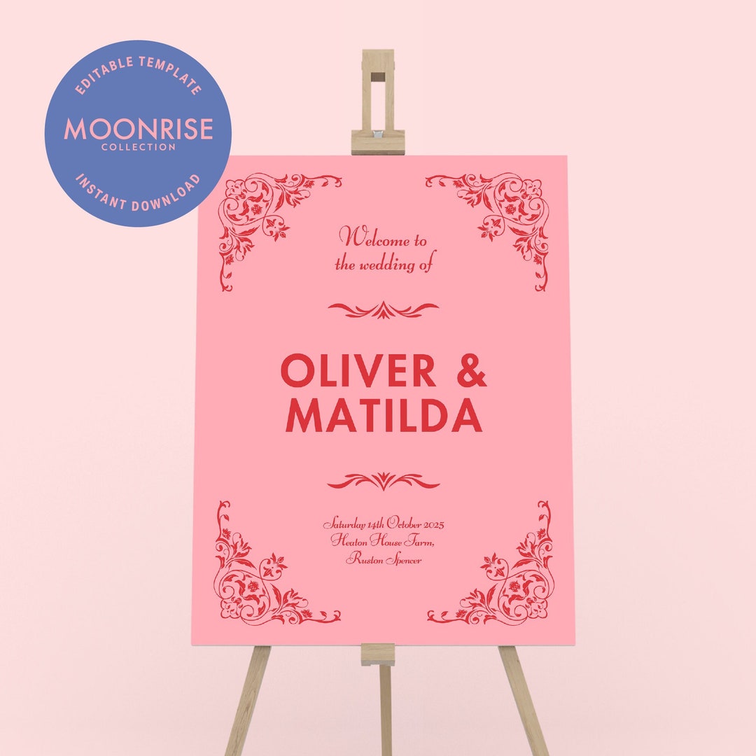Wes Anderson Inspired Wedding Welcome Board Digital Editable Canva ...