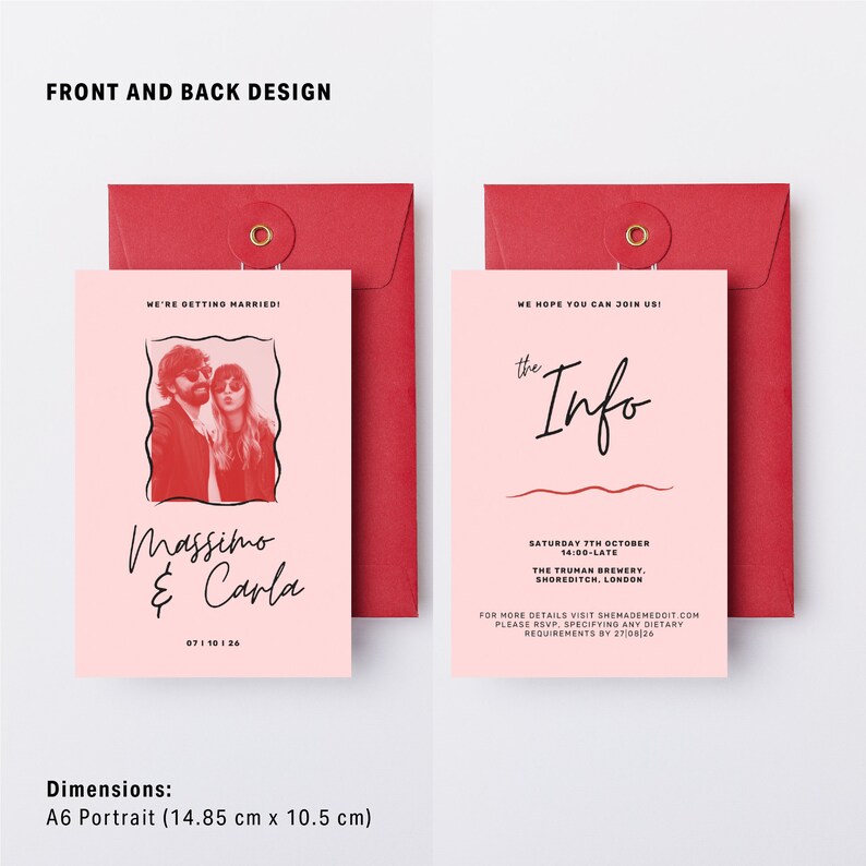 Zine Inspired Quirky Modern Photo-upload Wedding Invitation Template ...