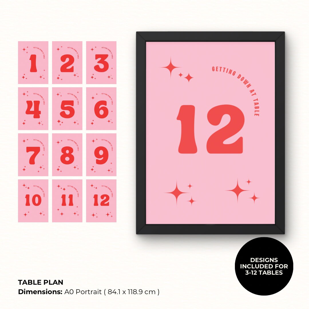 Disco Table Numbers - Digital Editable Canva Wedding Template - Disco ...