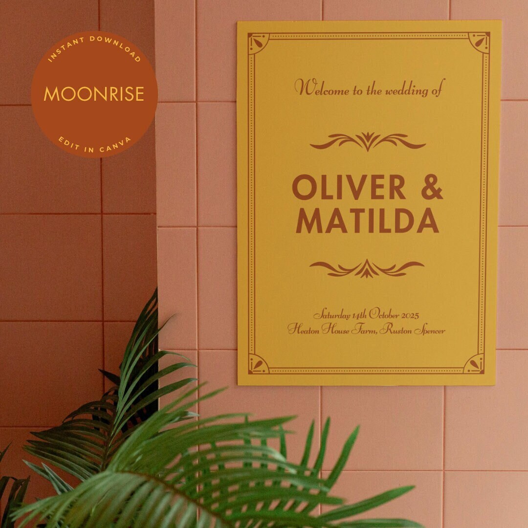 Wes Anderson Inspired Wedding Welcome Board - Digital Editable Canva ...