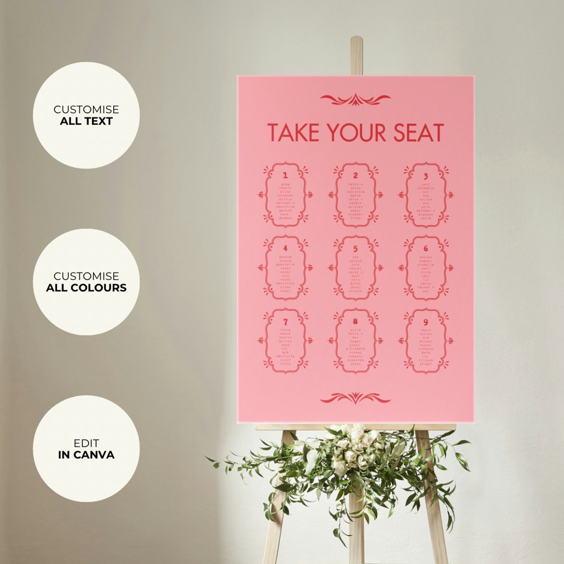 Wes Anderson Inspired Wedding Table Plan Board - Digital Editable Canva ...