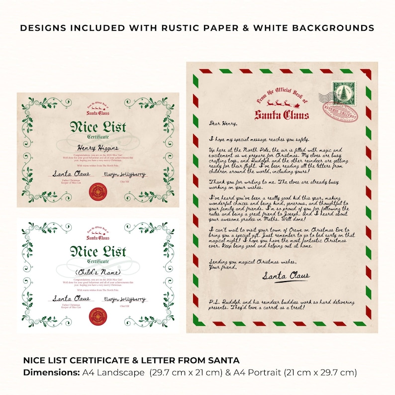 Letter From Santa & Nice List Certificate - Christmas Letter From ...