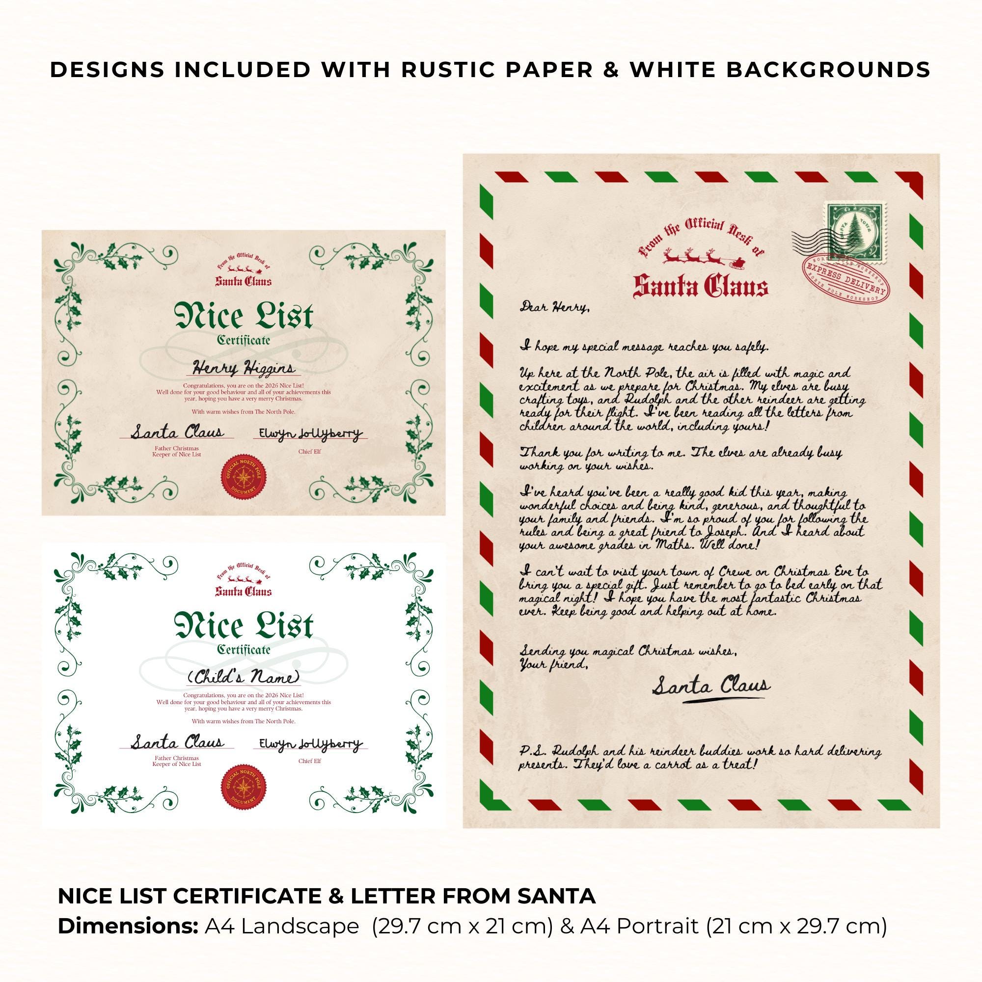 Letter From Santa & Nice List Certificate - Christmas Letter From ...