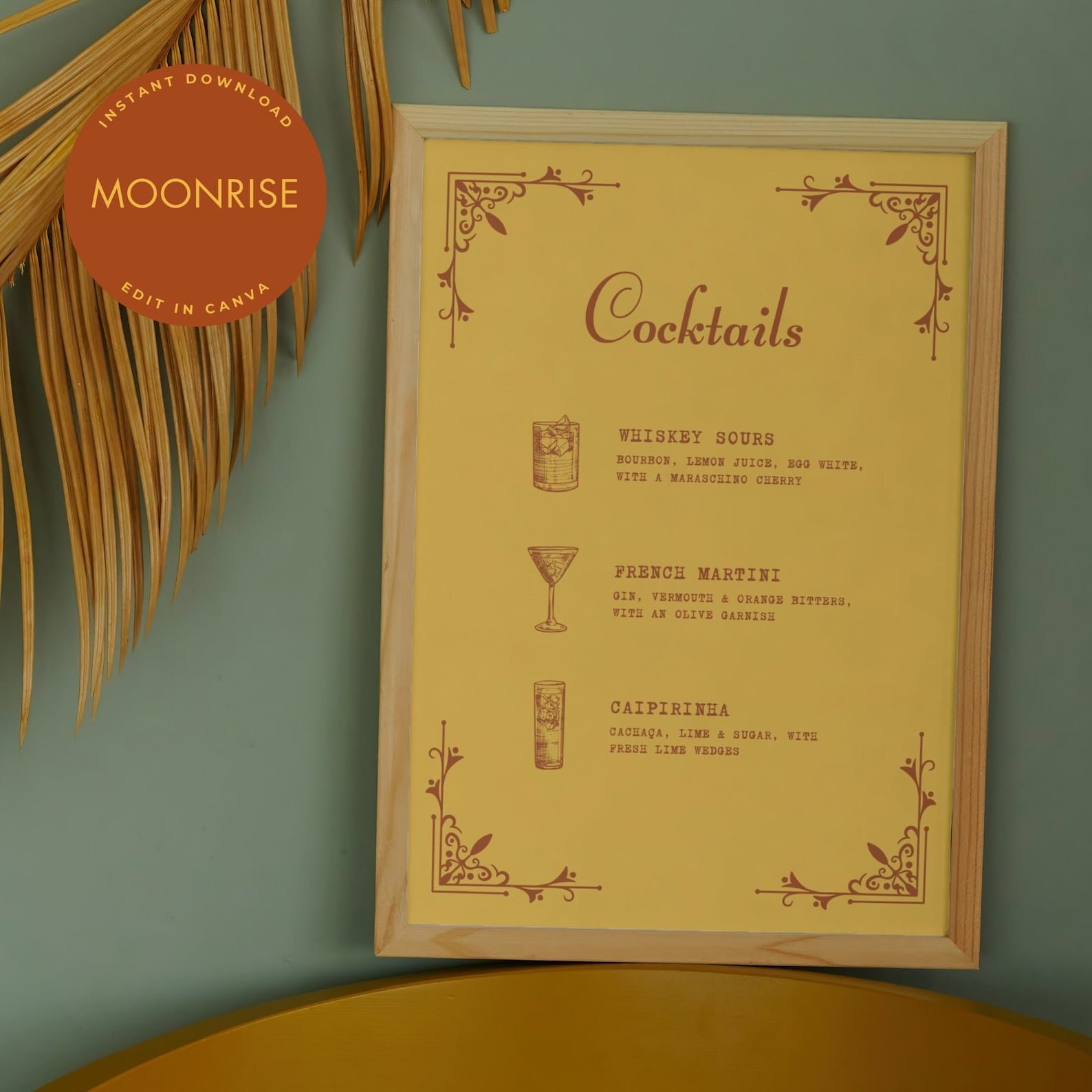 Wes Anderson Inspired Cocktail Menu - Digital Editable Canva Bar Menu ...