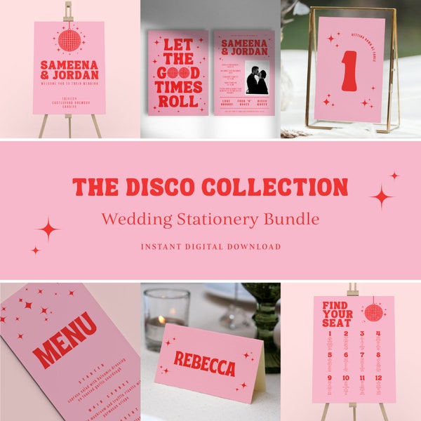 Printable Funky Retro Record Player Wedding Invitation Suite, 70s ...