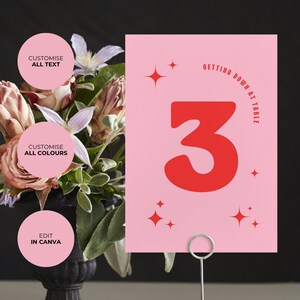 Disco Table Numbers - Digital Editable Canva Wedding Template - Disco ...