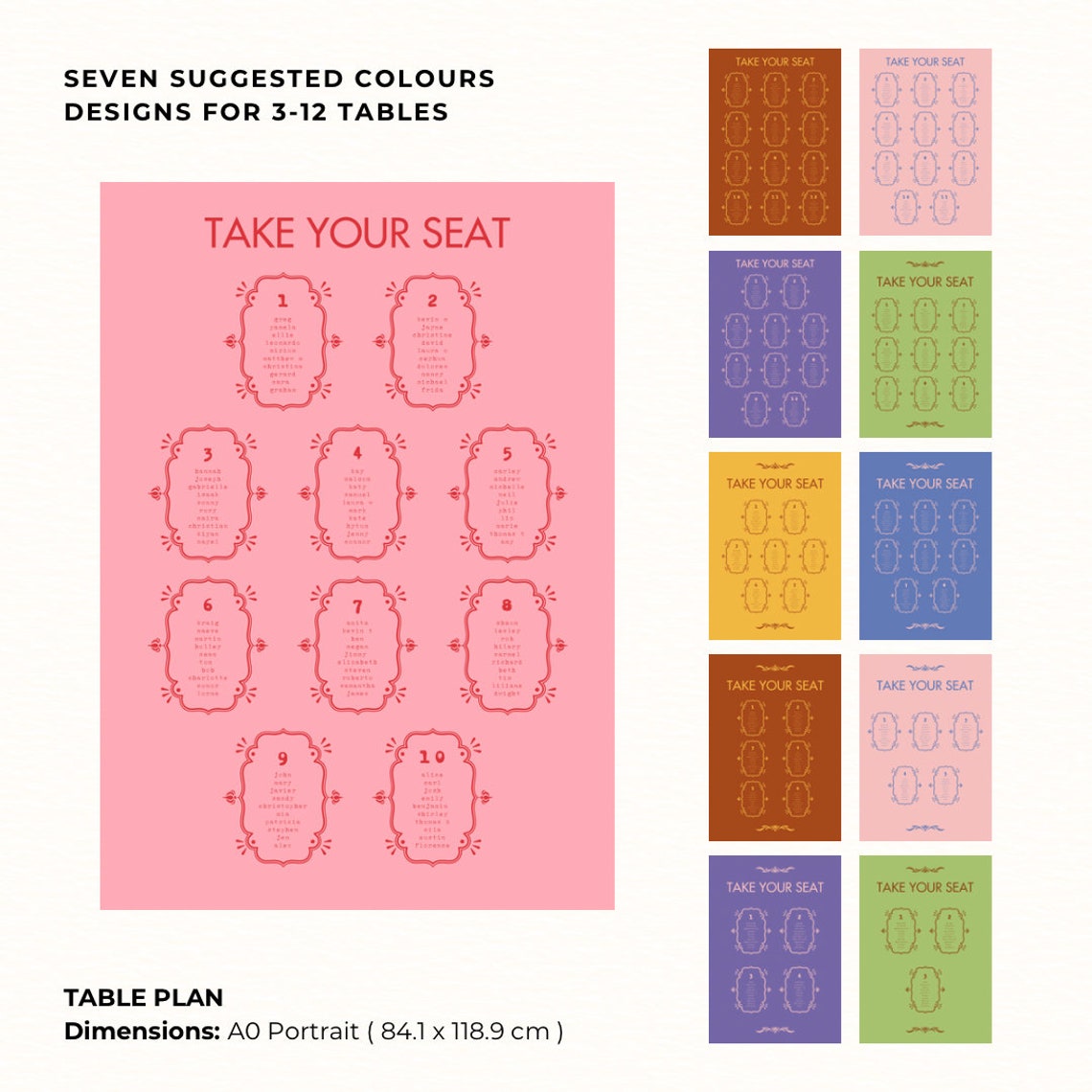 Wes Anderson Inspired Wedding Table Plan Board - Digital Editable Canva ...