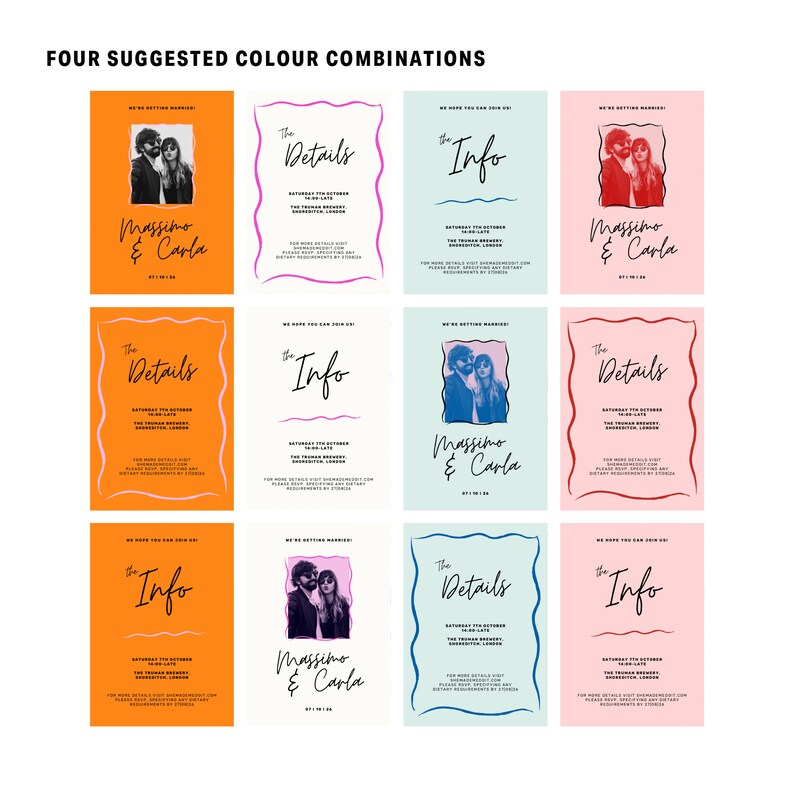 Zine Inspired Quirky Modern Photo-upload Wedding Invitation Template ...