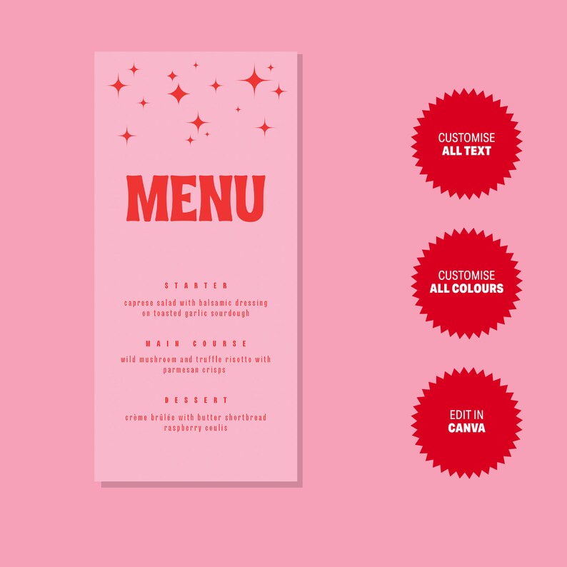Wedding Menu Digital Editable Canva Menu Template Disco - Etsy