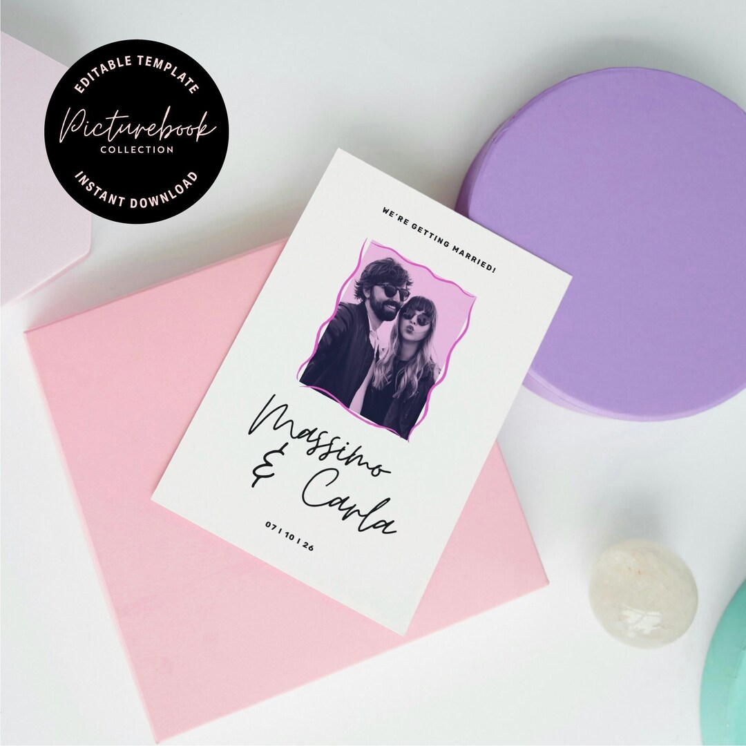 Zine Inspired Quirky Modern Photo-upload Wedding Invitation Template ...