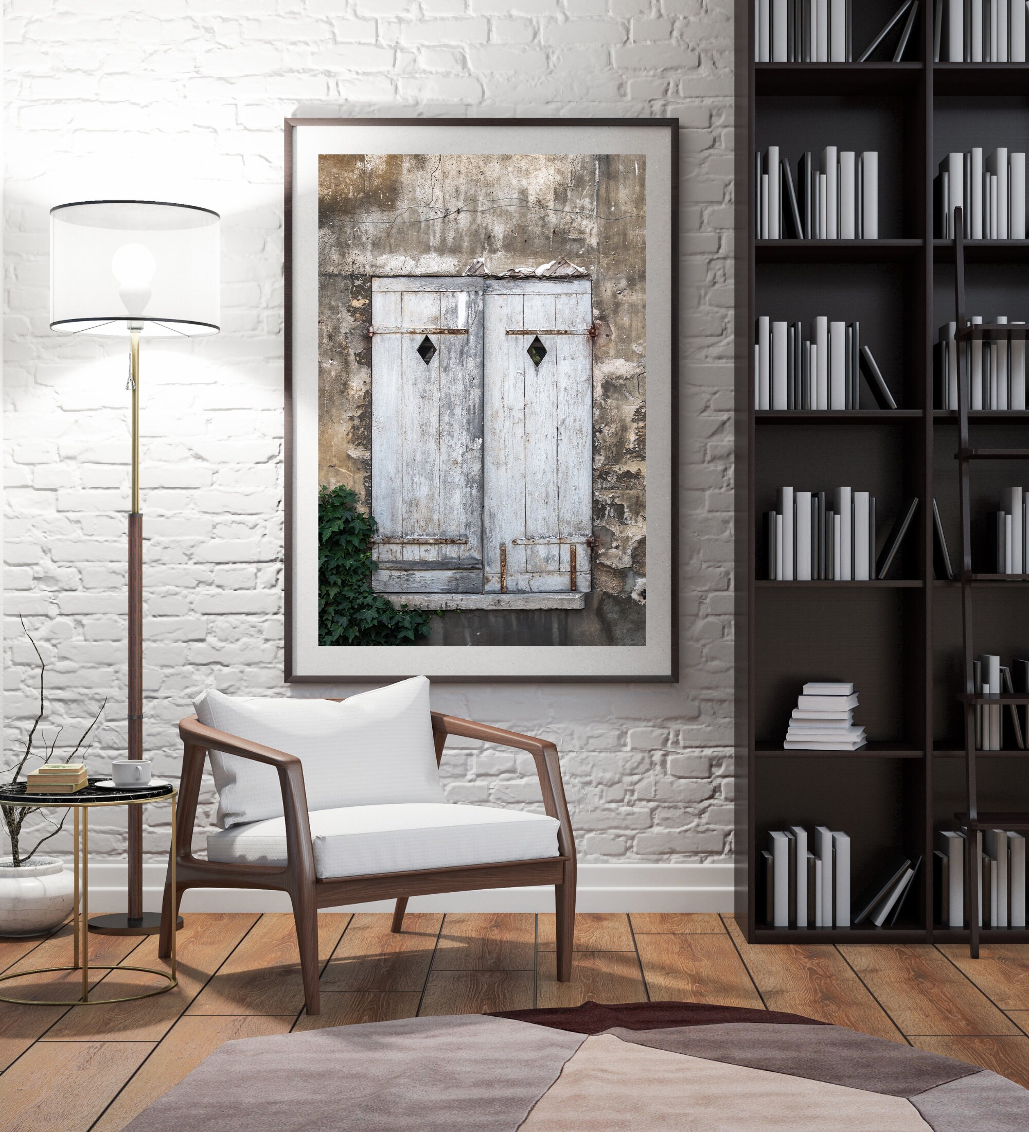 White Wood Window Shutters Wall Art, Architectural Decor, Rustic ...