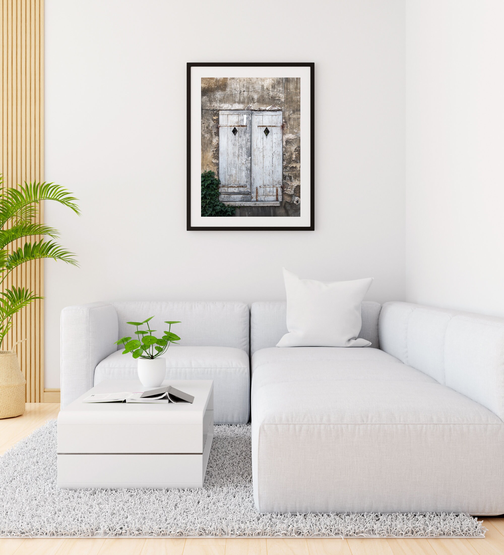 White Wood Window Shutters Wall Art, Architectural Decor, Rustic ...