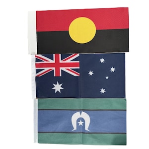 Australia Flag Aboriginal Flag TSI Flag 3 Set Table / Desk Flags Wooden ...