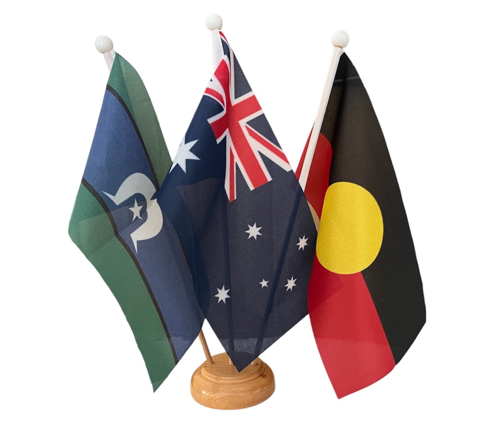 Australia Flag Aboriginal Flag TSI Flag 3 Set Table / Desk Flags Wooden ...