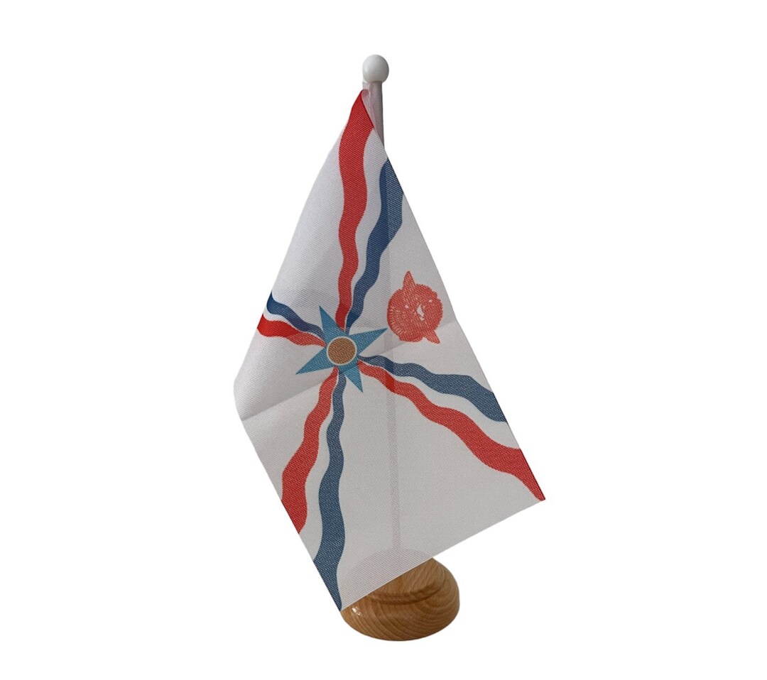 Assyrian Flag Table Desk Flag Wooden Base & Pole - Etsy