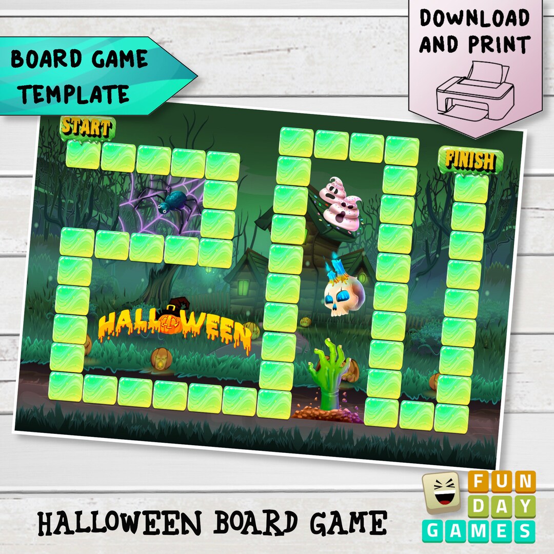 Halloween Board Game Template, Blank Board Game, Educational Board Game ...