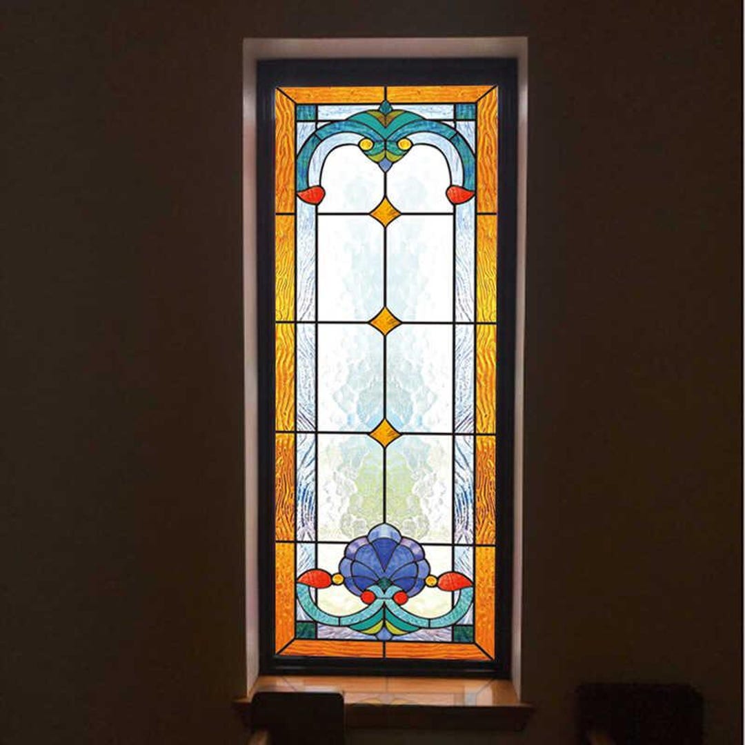 Vintage Floral Stained Glass Window Film - Custom Decorative Privacy ...