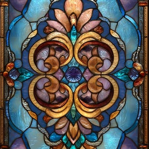 Custom Baroque Stained Glass Window Film – Ornamental Symmetrical ...