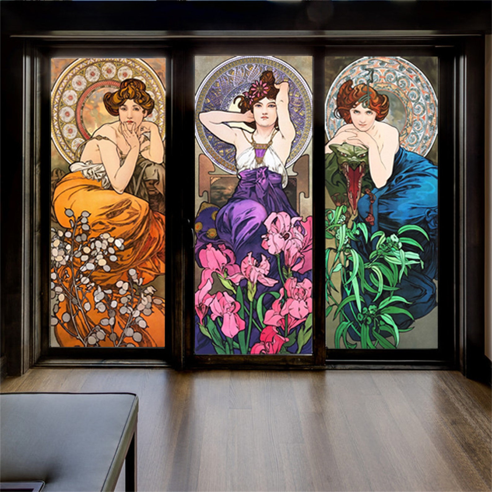 Custom Size Stained Glass Window Film Stickers Static Cling for Kitchen ...