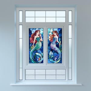 Stained Glass Mermaid Decal – Translucent Peel and Stick Window and ...
