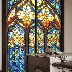 Cathedral-style Stained Glass Window Film - Custom Decorative Privacy ...