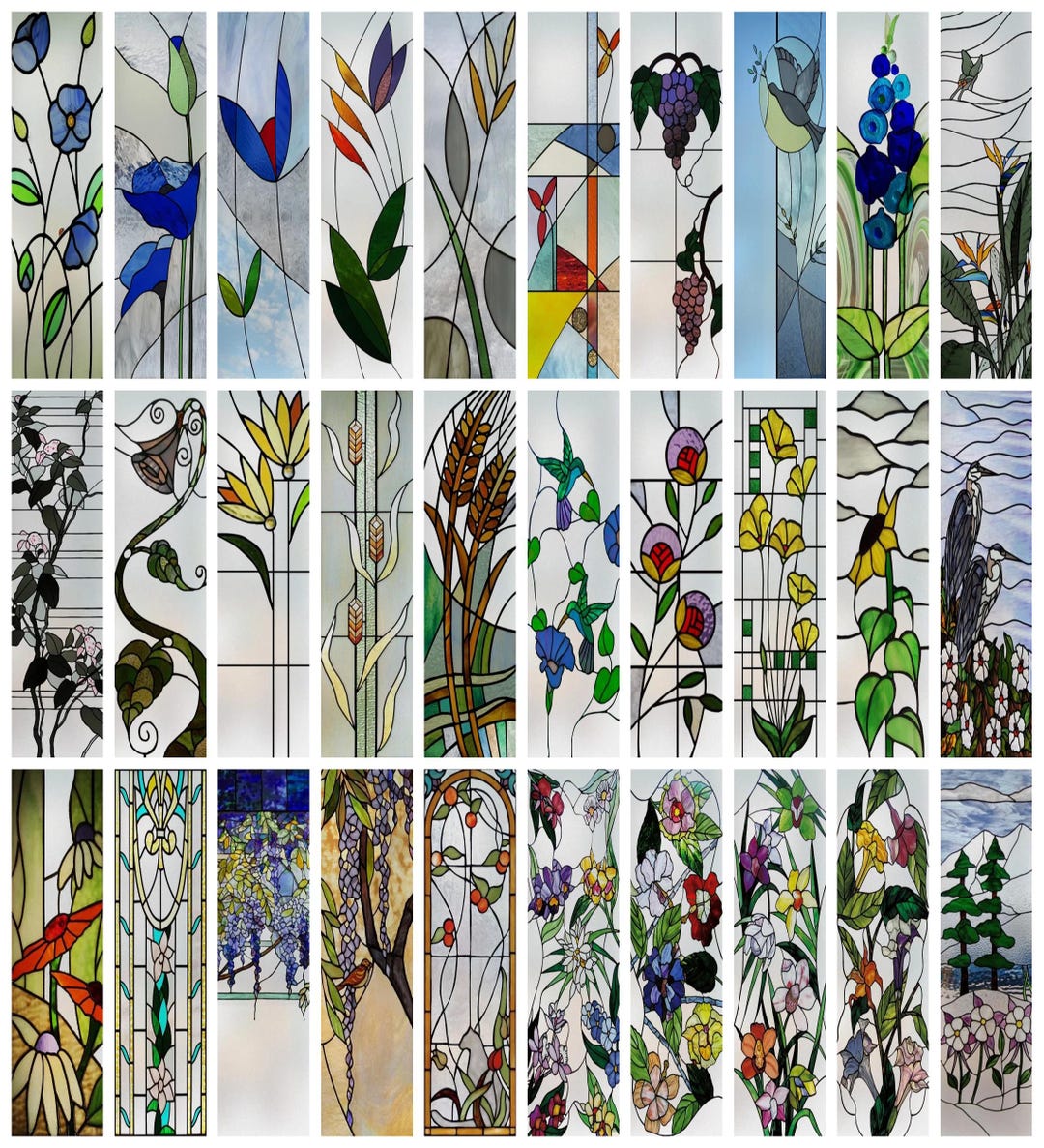 Nature-inspired Stained Glass Window Film - Floral, Botanical & Scenic ...