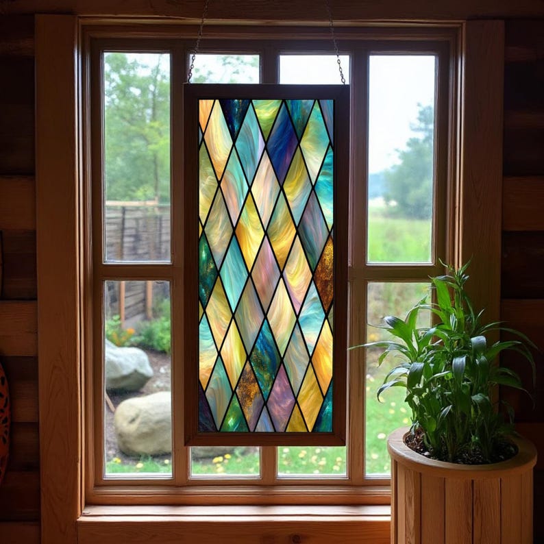 Iridescent Diamond Stained Glass Window Film – Colorful Privacy Cling ...