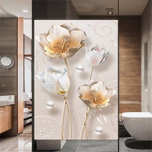 Customized Golden Rose Privacy Window Film Static Cling No Glue ...
