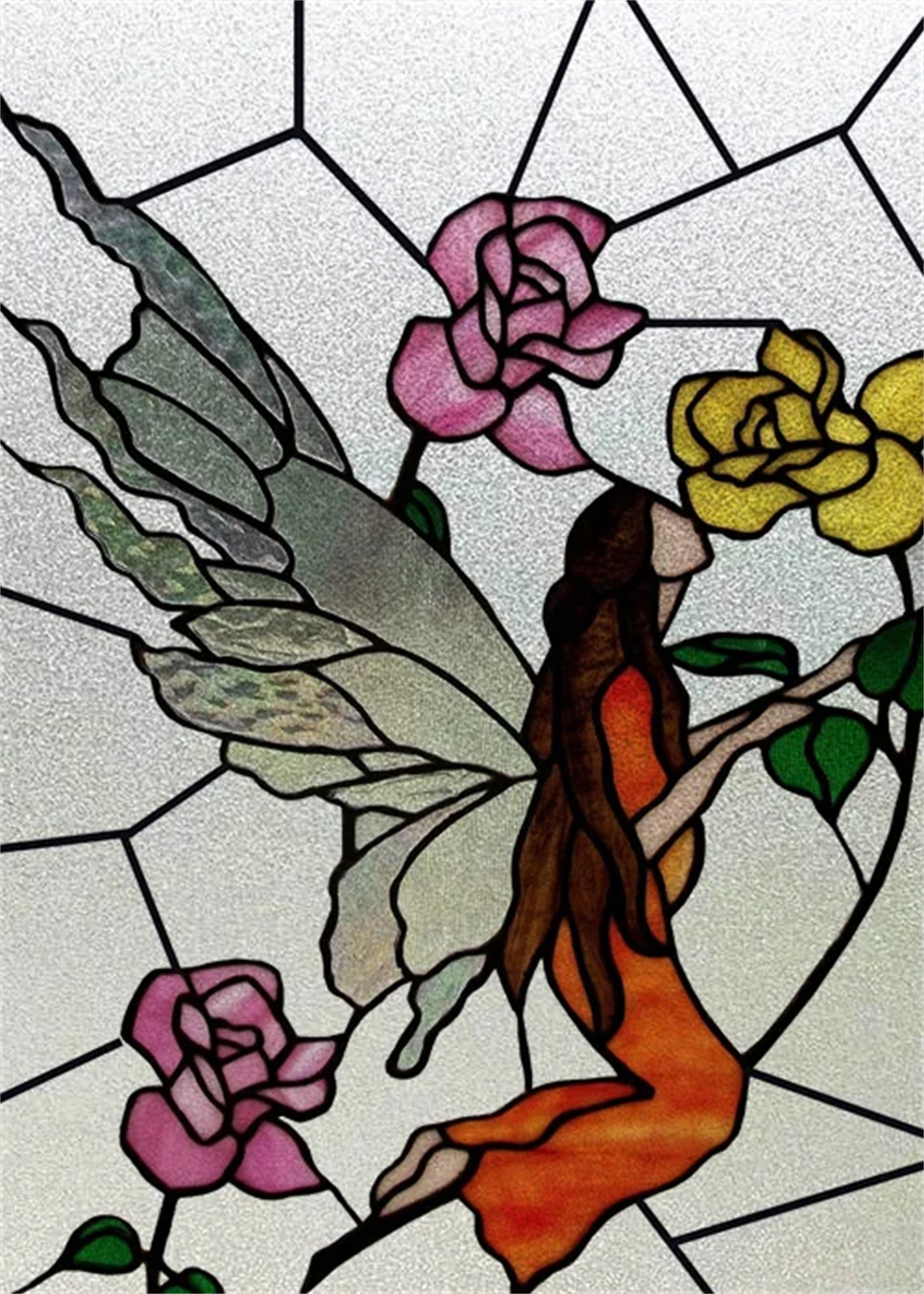 Window Stained Glass Films,mermaid,flower Fairy,people Painting ...