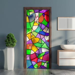 Stained Glass Window Privacy Film - Decorative Colorful Static Cling ...