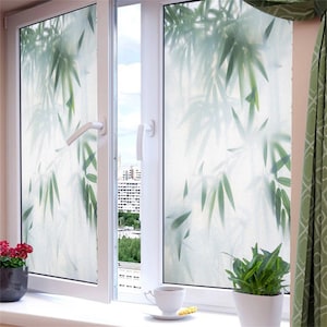 Privacy Glass Window Film With Bamboo Leaf Design - Non-glue Static ...