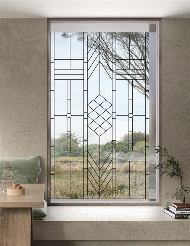 Custom Size Stained Glass Window Film Transparent Glass Sticker Static ...