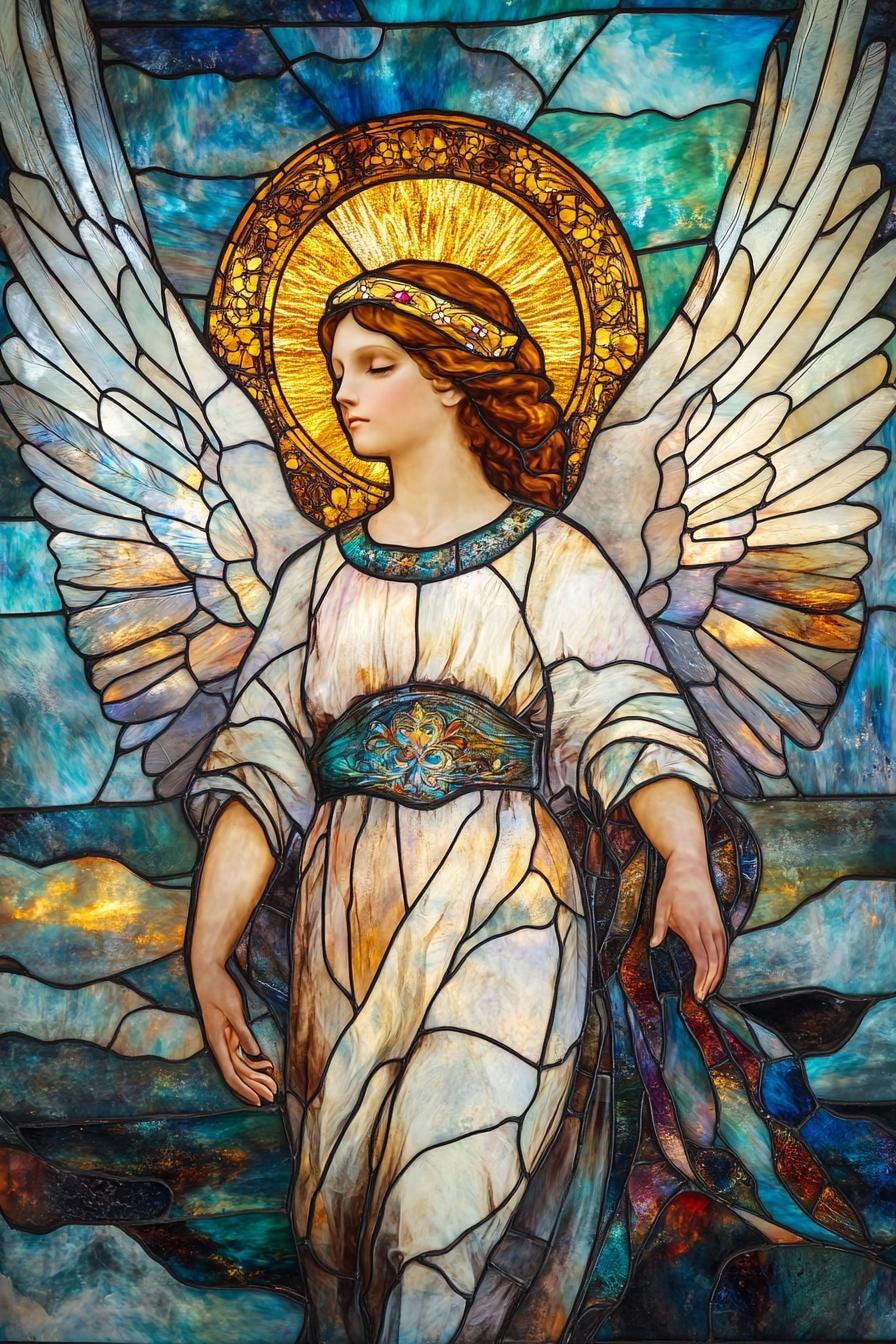 Stained Glass Angel Window Film - Custom Size Heavenly Guardian Decor ...