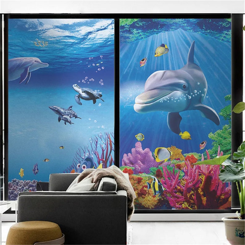 Custom Size Window Film Privacy Underwater Ocean Glass Sticker UV ...